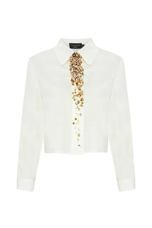 EXQUISE Audrey Embroidered Cotton Shirt