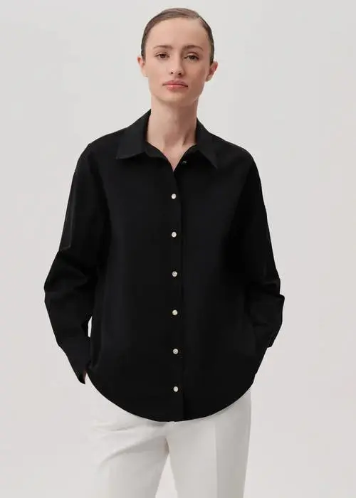 EXQUISE Jewel Cotton Shirt - Black
