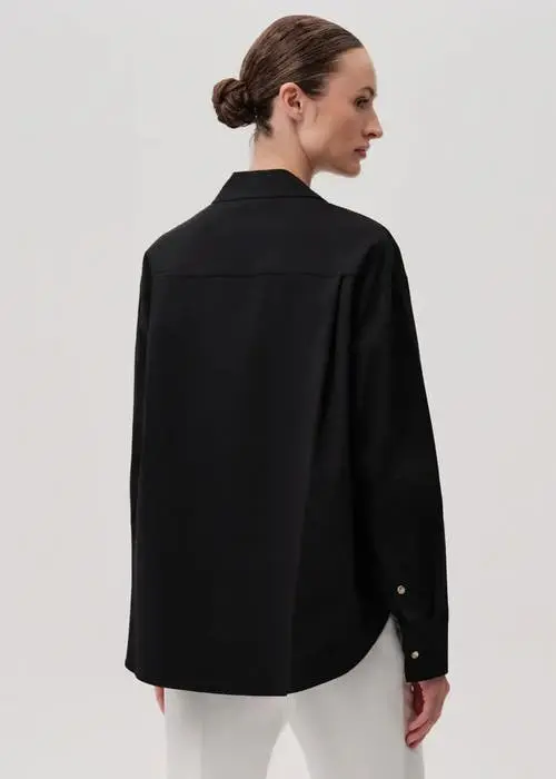 EXQUISE Jewel Cotton Shirt - Black