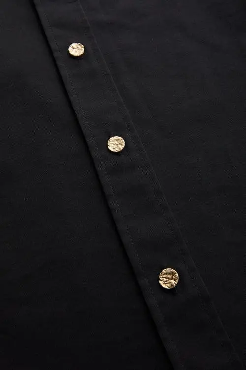 EXQUISE Jewel Cotton Shirt - Black