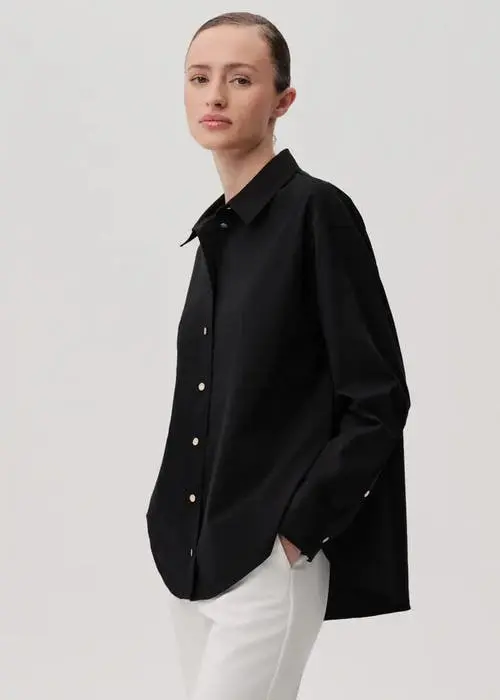 EXQUISE Jewel Cotton Shirt - Black