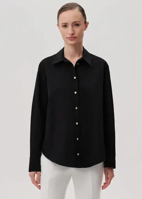 EXQUISE Jewel Cotton Shirt - Black
