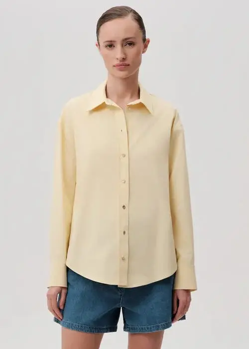 EXQUISE Jewel Cotton Shirt - Light Yellow