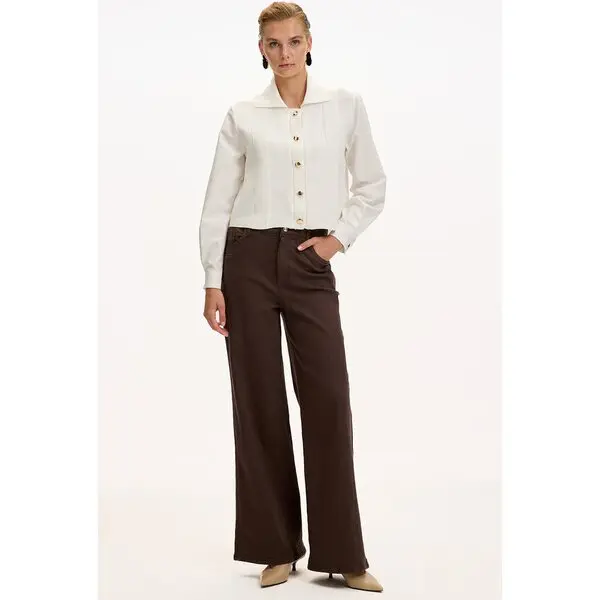 EXQUISE Corinne Poplin Shirt - Ecru