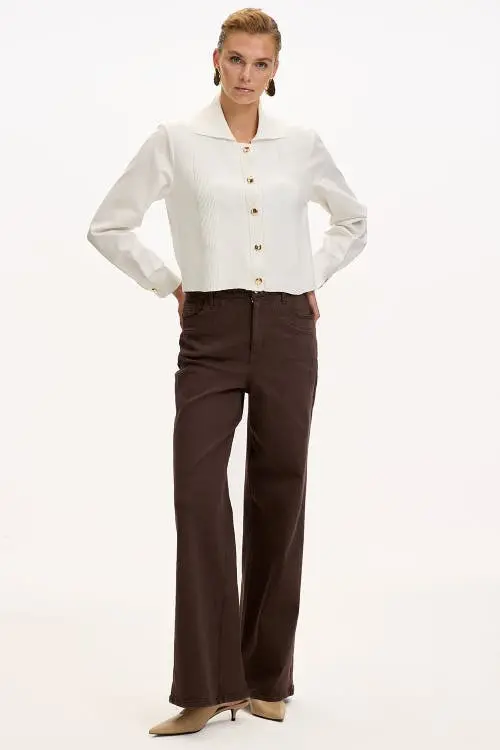EXQUISE Corinne Poplin Shirt - Ecru
