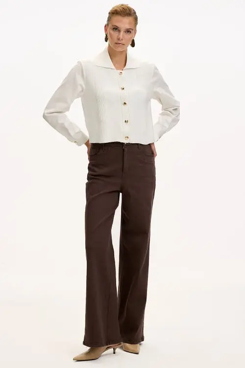 EXQUISE Corinne Poplin Shirt - Ecru