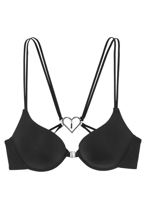 LASCANA Strappy Heart Push Up Bra - Black