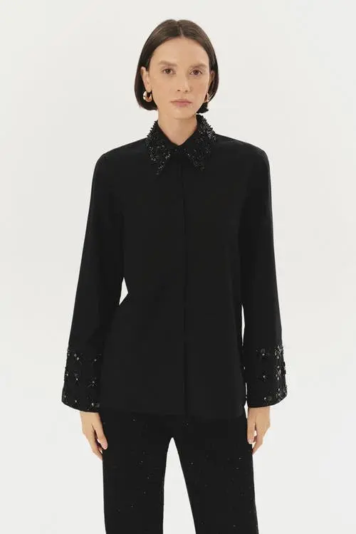 EXQUISE Billy Embroidered Cotton Shirt