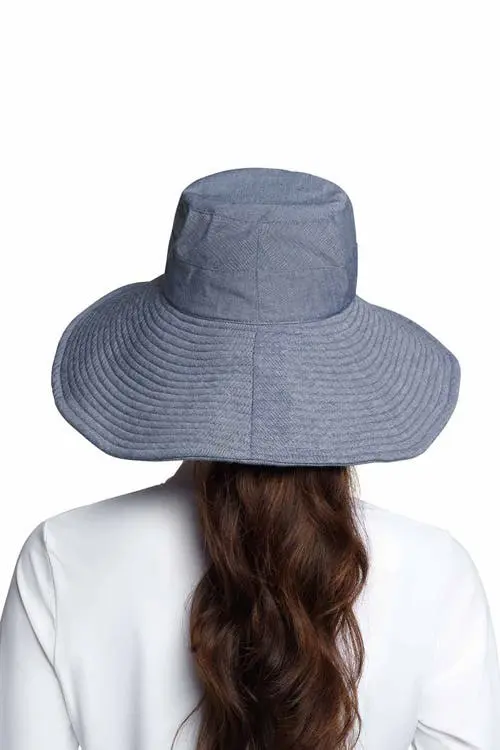 Coolibar Brittany Beach Hat - Denim Blue Chambray