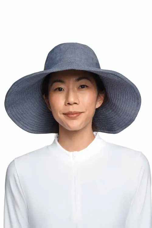 Coolibar Brittany Beach Hat - Denim Blue Chambray