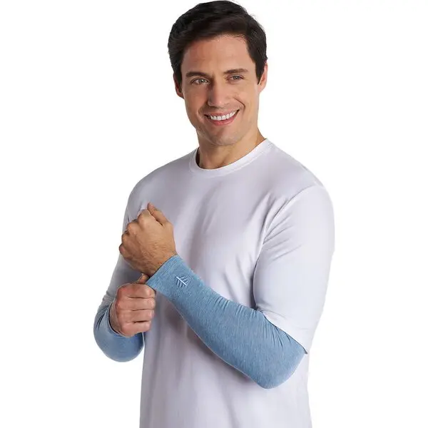 Coolibar Navagio Sun Arm Sleeves - Light Blue Heather