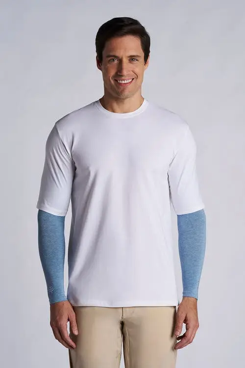 Coolibar Navagio Sun Arm Sleeves - Light Blue Heather