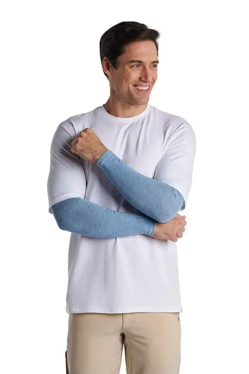 Coolibar Navagio Sun Arm Sleeves - Light Blue Heather