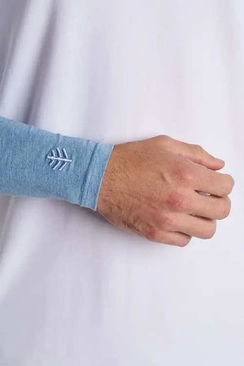 Coolibar Navagio Sun Arm Sleeves - Light Blue Heather