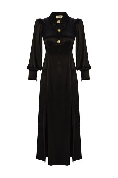 EXQUISE Alivia Midi Dress - Black