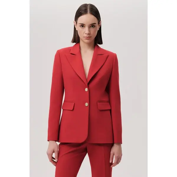 EXQUISE Shirt Collar Tailo Jacket - Red