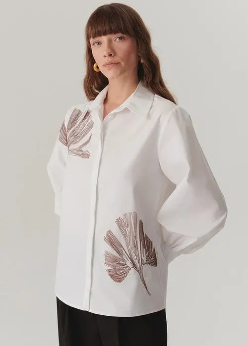 EXQUISE Ayla Floral Stitch Shirt