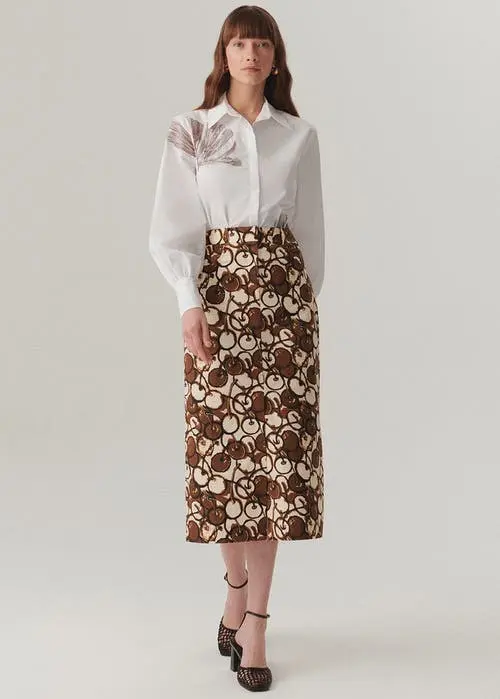 EXQUISE Ayla Floral Stitch Shirt