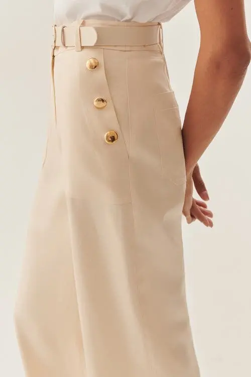 EXQUISE Ember Refined Creased Wide Leg Pants