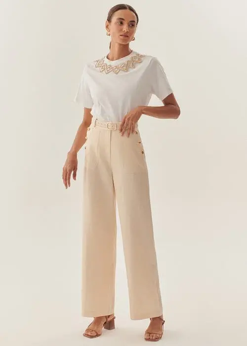EXQUISE Ember Refined Creased Wide Leg Pants