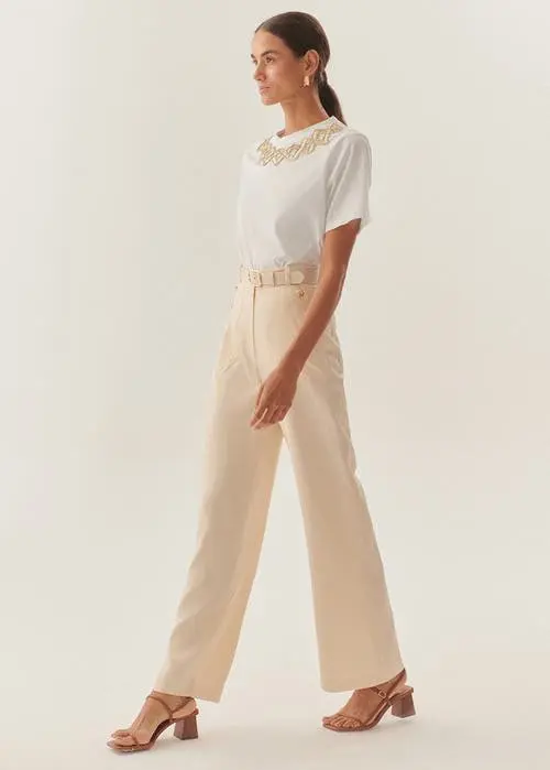 EXQUISE Ember Refined Creased Wide Leg Pants