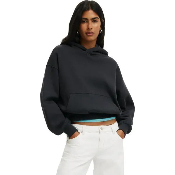 COTTONON Boxy Fleece Hoodie - Shadowstone