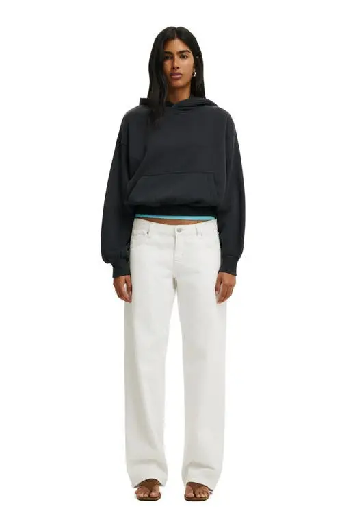 COTTONON Boxy Fleece Hoodie - Shadowstone