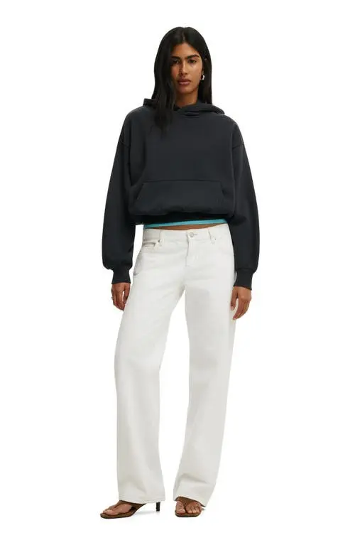COTTONON Boxy Fleece Hoodie - Shadowstone