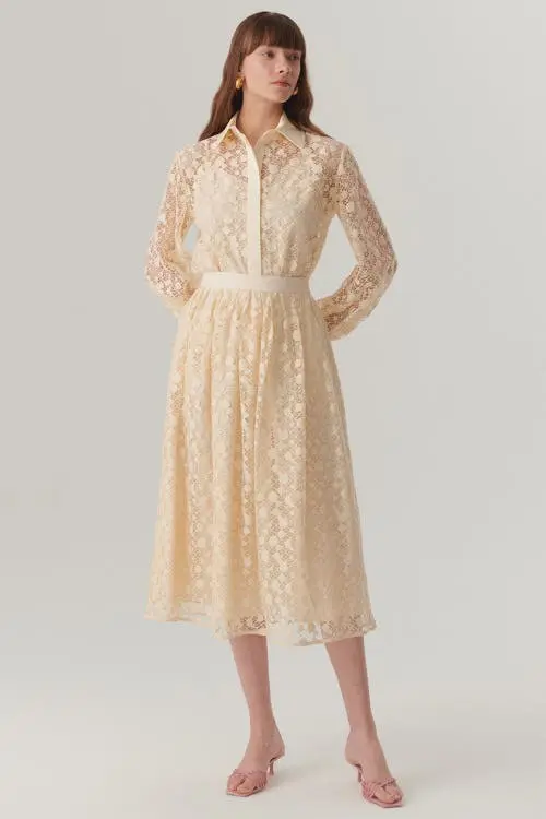 EXQUISE Noelle Cotton Lace Shirt