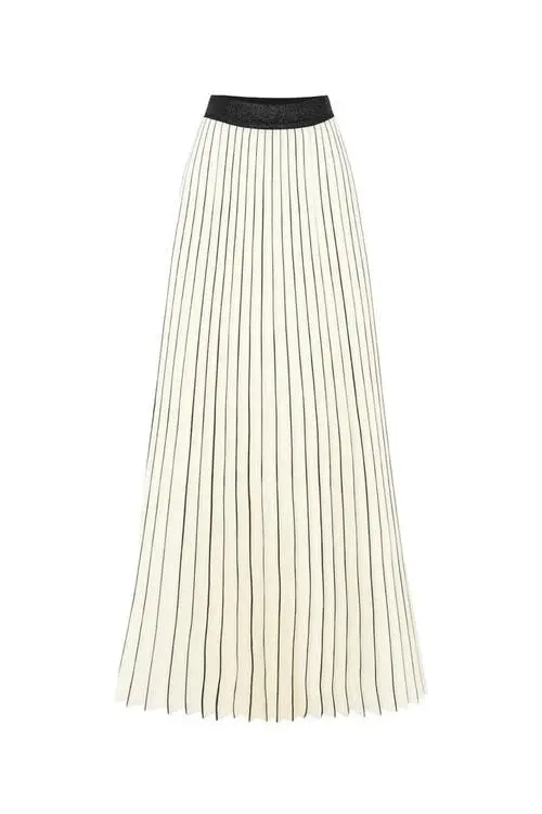 EXQUISE Pleated Painted Midi Skirt