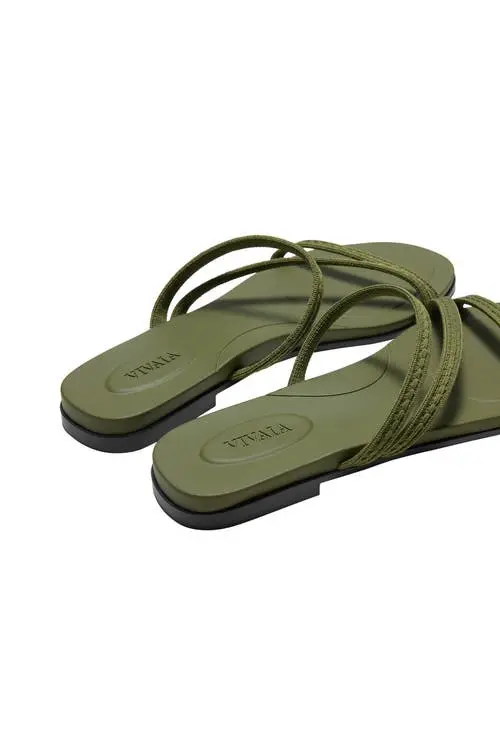 Vivaia Carla Round-toe Flip-flops - Olive Drab Rustic Cable