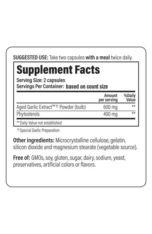 KYOLIC Aged Garlic Extract Formula 107, Phytosterols For Cholesterol Support