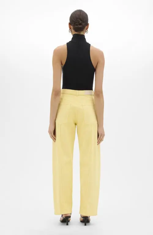Another Tomorrow Yellow Denim Curved Leg Trousers