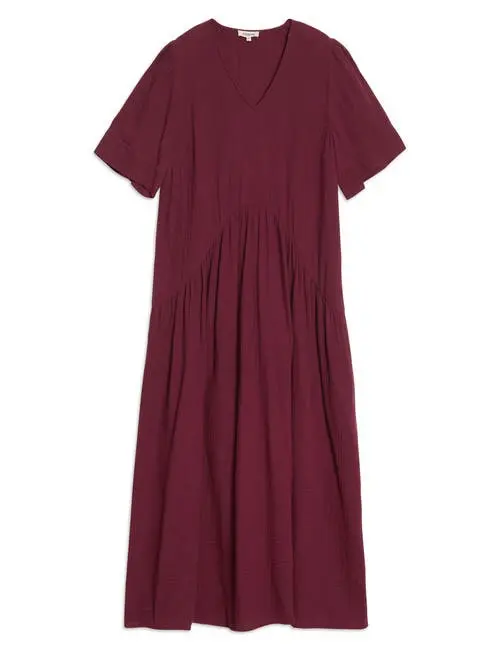 ALBARAY Cheesecloth V-neck Tunic Maxi Dress