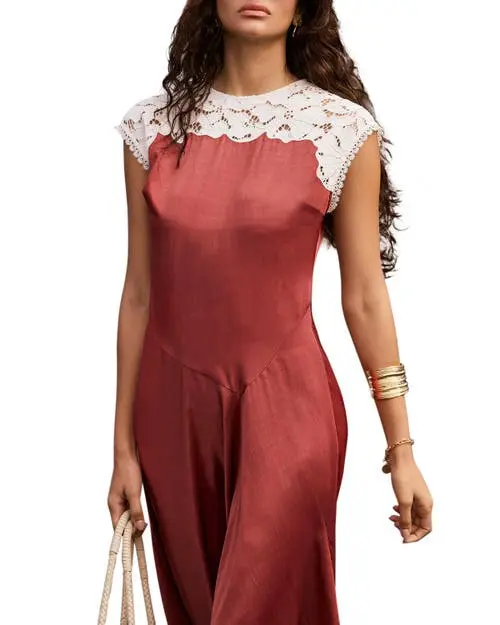 Mint Velvet Sleeveless Lace Detail Midi Dress