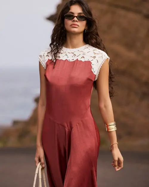 Mint Velvet Sleeveless Lace Detail Midi Dress