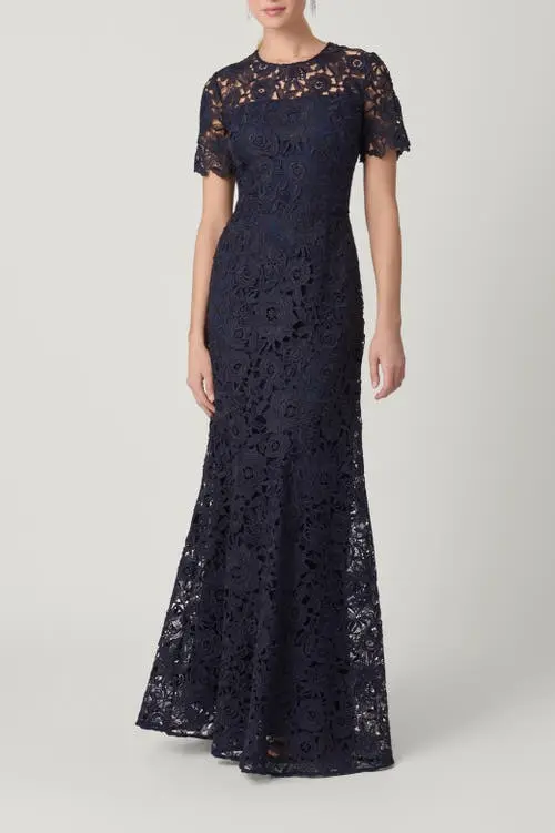 Shoshanna Floral Lace Maxi Dress - Navy