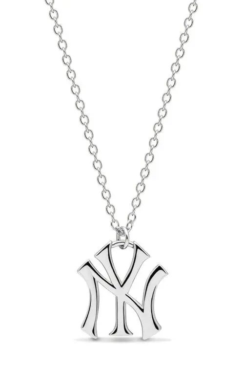 LUV AJ X The Mlb New York Yankees Logo Charm Necklace - Silver