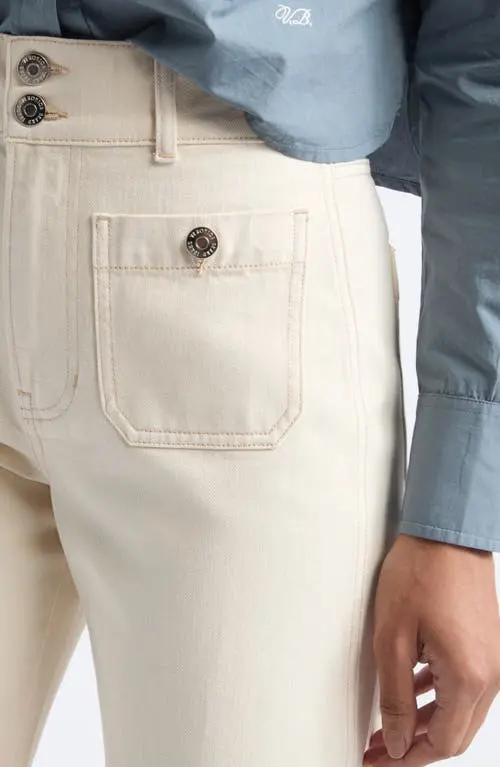 Veronica Beard Taylor Wide Leg Jeans - Ecru