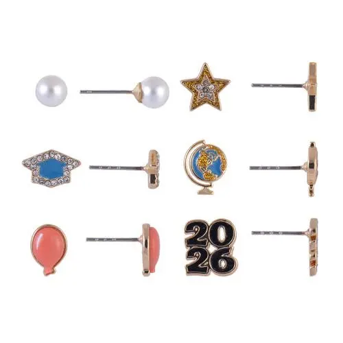 HALLMARK 2026 Graduation 6 Pack Stud Earring Set