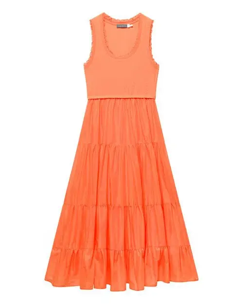Mint Velvet Sleeveless Crochet Trim Tiered Midi Dress