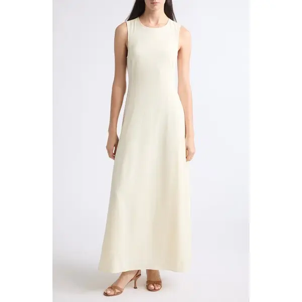 Emporio Armani Cady Scoop Neck Midi Dress - Ivory
