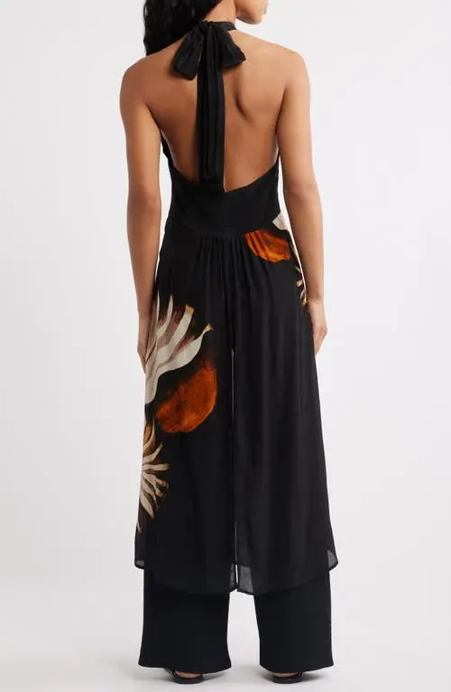 Farm Rio Ammonite Halter Neck Open Front Midi Tunic