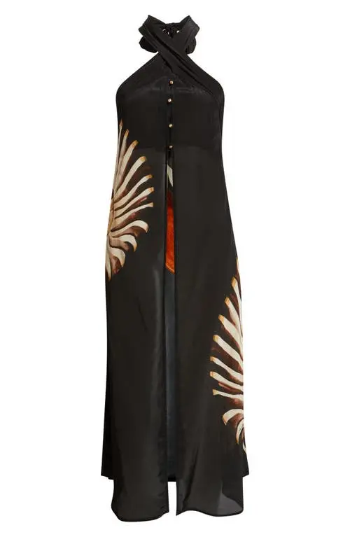 Farm Rio Ammonite Halter Neck Open Front Midi Tunic