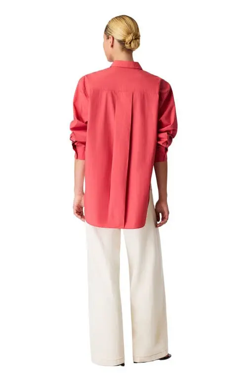 Another Tomorrow Pleat Back Shirt In Organic Cotton - Blush