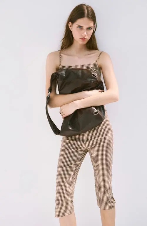 Mango Gingham Print Fitted Capris