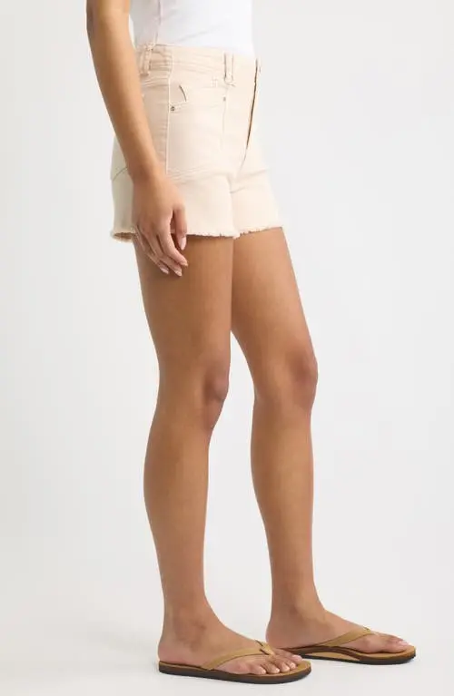 TRACTR Cuffoff Denim Shorts With Raw Edge Hem - Vanilla