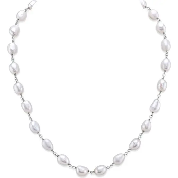 The Pearl Source Baroque Freshwater Pearl Necklace - Sterling Silver