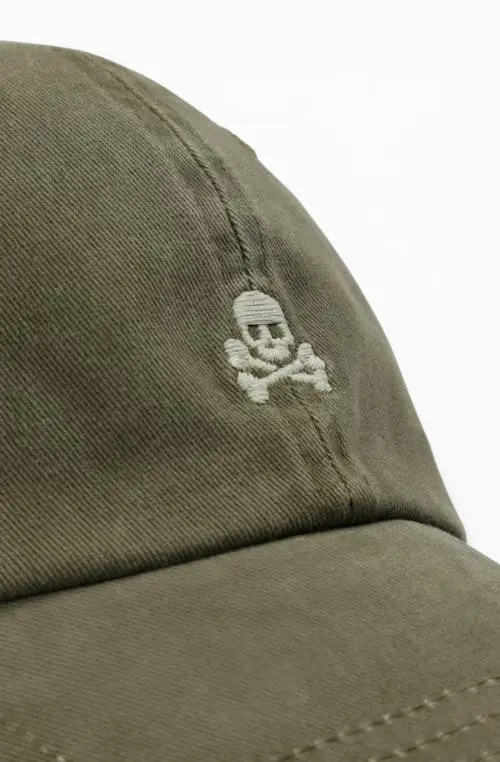SCALPERS Embroidered Skull Baseball Cap - Khaki