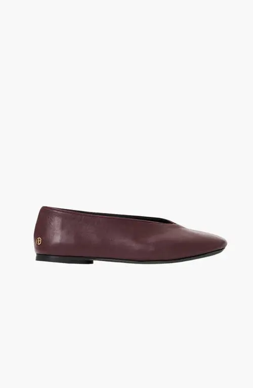 ANINE BING Smooth Leather Flat - Fig
